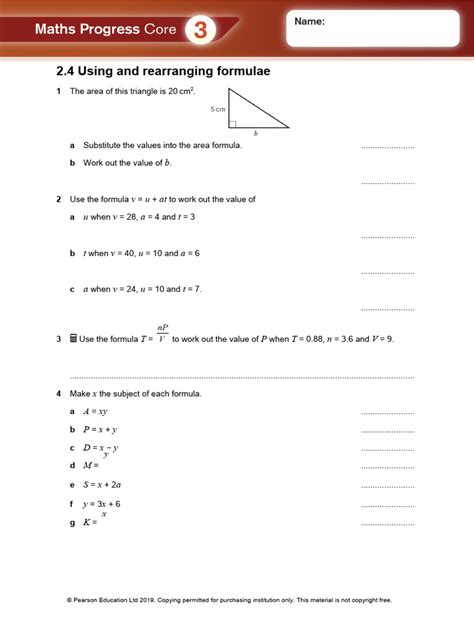 Using And Rearrange Formulae Pdf Area Elementary Geometry