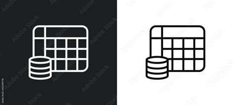 Table For Data Icon Isolated In White And Black Colors Table For Data Outline Vector Icon From