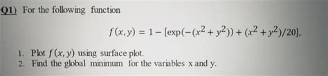 How To Find The Global Minimum For The Variables X Y More Details In The Comments R Matlab