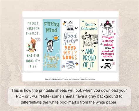80 Spicy PNG Bookmarks Smut Printable Bookmark BUNDLE Sublimate Designs Adult Bookmark