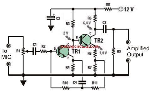Electret Microphone Preamplifier Schematics Diagrams