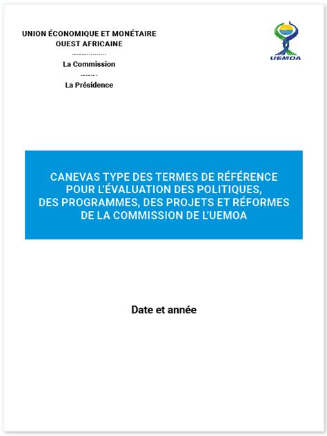 Annexe 10 Canevas Type Des Termes De Référence Pour Lévaluation Des