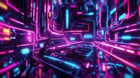 Premium Ai Image Glowing Cyberspace Circuitry Neon Light Closeup Background Ai Generative