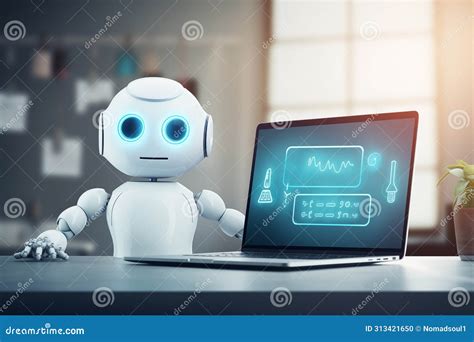 Chat Bot Interface On A Desktop Monitor With Speech Bubbles And A