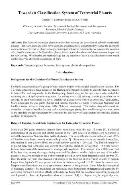 Towards A Classification System Of Terrestrial Planets Docslib