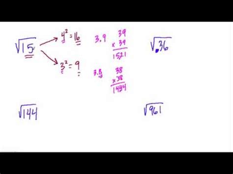 Solving for whole number and decimal square roots - YouTube