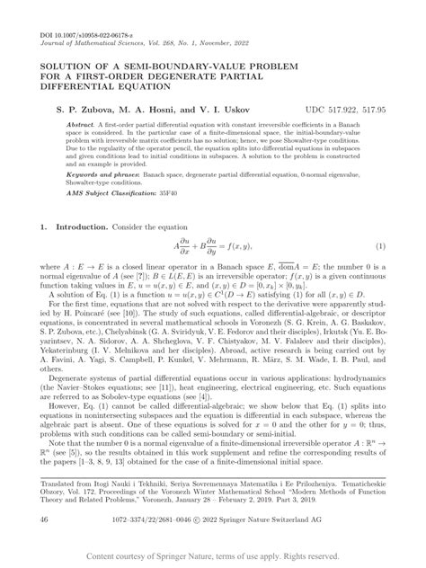 solution of a semi boundary value problem for a first order degenerate