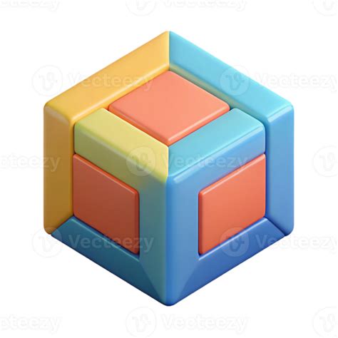 Alluring Unforgettable Isometric Cube With Different Colored Faces