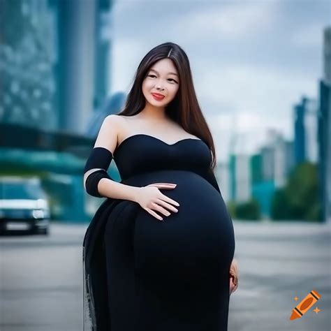 Portrait of a heavily pregnant asian woman on Craiyon
