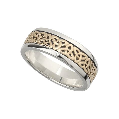 Mens Gold And Silver Celtic Trinity Knot Ring Irish Jewelry Craft