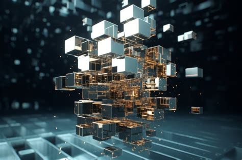 A Dynamic Shot Of A Rotating 3d Cube Composed Of Geometric Shapes Stock