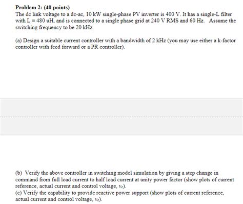 Solved Problem 2: (40 points) The dc link voltage to a | Chegg.com
