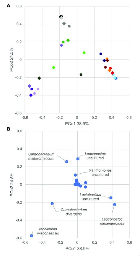 a principal coordinate analysis plot of beta diversity based on