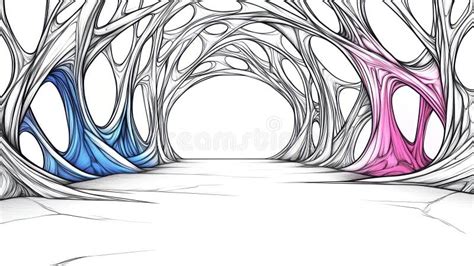 Abstract Architectural Space With Colorful Organic Structures Stock
