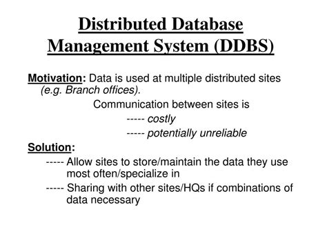 ppt distributed database management system ddbs powerpoint