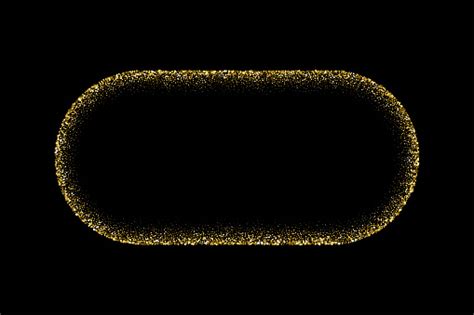 밝은 광선 조명 효과 벡터 일러스트레이션과 반짝이는 타원형 골드 프레임 소용돌이 포털을위한 고급 금속 먼지의 추상 황금 타원 검은 배경에 장식용 왕실 상 테두리 검은색에