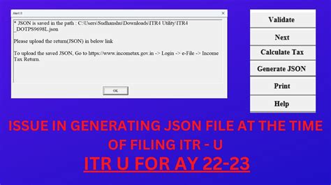 JSON Is Not Generating From ITR Excel Utility Complete Solution ITR U For AY