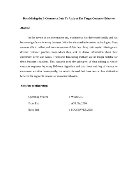 Mining The E Commerce Data To Analyze The Target Customer Behavior Pdf