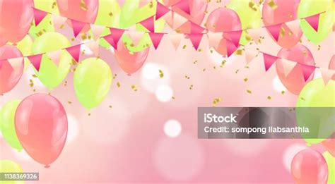 생일 축 하 벡터 일러스트입니다 색종이와 리본 골드 오렌지 풍선 색종이 생일 축 하에 대 한 디자인 서식 파일입니다 예술