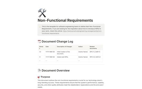 non functional requirements template notion marketplace