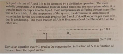 solved a liquid mixture a and b is separated by means of a