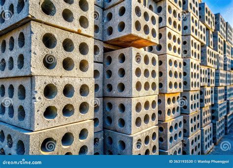 Modern Architectural Facade Detail Stacked Concrete Ventilation Blocks