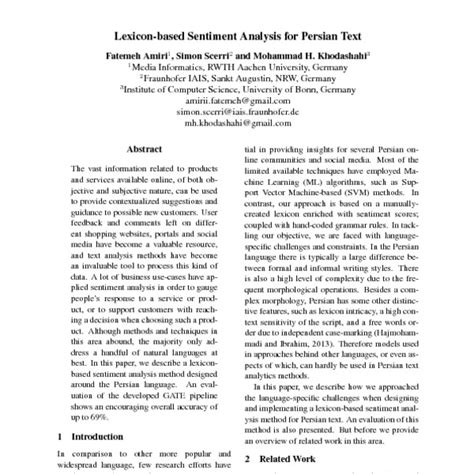 Lexicon Based Sentiment Analysis For Persian Text Acl Anthology