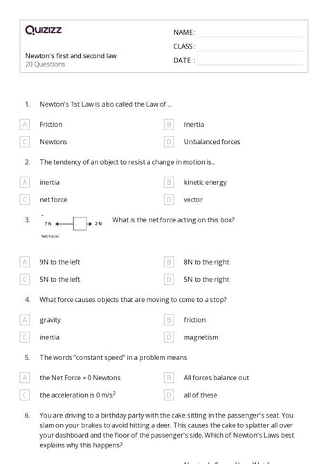 50 Newtons Law Of Gravitation Worksheets On Quizizz Free And Printable
