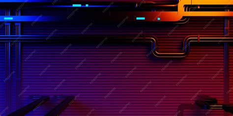 미래 사이버 펑크 도시 게임 벽지 공상 과학 배경의 3d 그림 렌더링 E스포츠 게이머 대 네온 광선 대 플레이어 도전의 배너 기호 프리미엄 사진