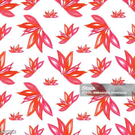 손으로 그린 수채화 빨간색 추상 꽃은 흰색 배경에 매끄러운 패턴입니다 스크랩북 디자인 요소 타이포그래피 포스터 청첩장 엽서 라벨 배너 디자인 0명에 대한 스톡 벡터 아트 및