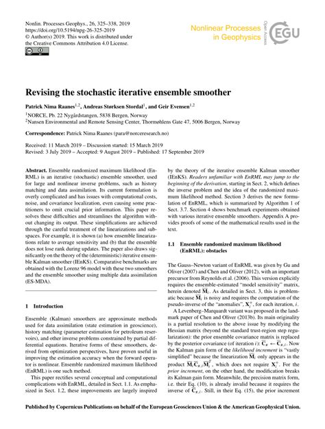 Pdf Revising The Stochastic Iterative Ensemble Smoother