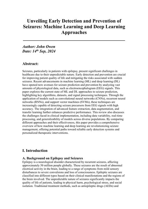 Pdf Unveiling Early Detection And Prevention Of Seizures Machine Learning And Deep Learning