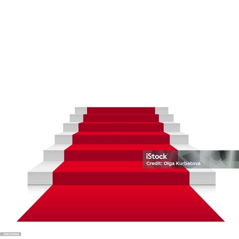 계단 레드 카펫으로 3d 연예인 또는 흰색 배경에 고립 된 성공까지 계단에 대 한 스 칼 렛 벡터 계단 계단에 대한 스톡 벡터 아트 및 기타 이미지 Istock