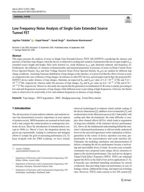 Noise Analysis Paper Mustfollow Pdf Field Effect Transistor Mosfet