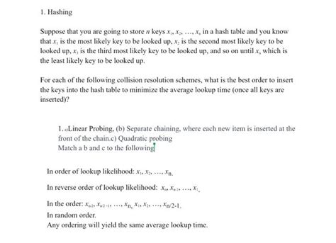 Solved 1 Hashing Suppose That You Are Going To Store N Keys