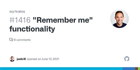 Remember Me Functionality · Issue 1416 · Orykratos · Github