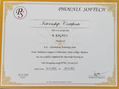 Raghul R On Linkedin Webdesign Frontenddevelopment Internship Html