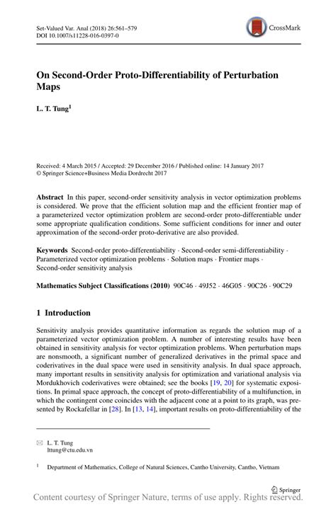 On Second Order Proto Differentiability Of Perturbation Maps Request Pdf