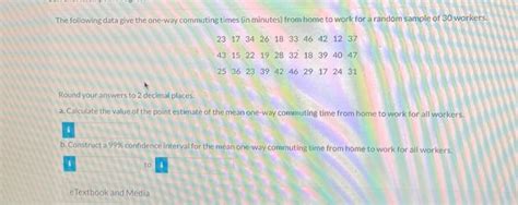 solved the following data give the one way commuting times