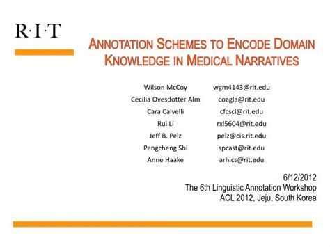 Ppt Annotation Schemes To Encode Domain Knowledge In Medical