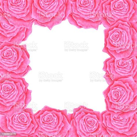 손으로 그린 수채화 핑크 장미 프레임은 흰색 배경에 분리되어 있다 초대장 엽서 포스터 책 장식 및 기타 인쇄물에 사용할 수 있습니다 0명에 대한 스톡 벡터 아트 및 기타