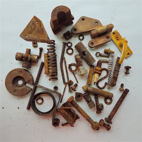 50 Pieces Of Rusted Metal Assemblage Unique Group Of Rusty Iron Old