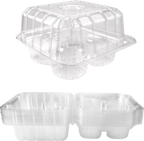 Gothabach 40 Pack 4 Compartment Clear Plastic Cupcake Boxes