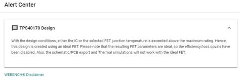 WEBENCH Tools TPS Alert Message Simulation Hardware System Design Tools Forum