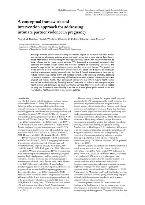 Pdf A Conceptual Framework And Intervention Approach For Addressing Intimate Partner Violence Pdf A Conceptual Framework And Intervention Approach For Addressing Intimate Partner Violence