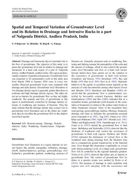Pdf Spatial And Temporal Variation Of Groundwater Level And Its