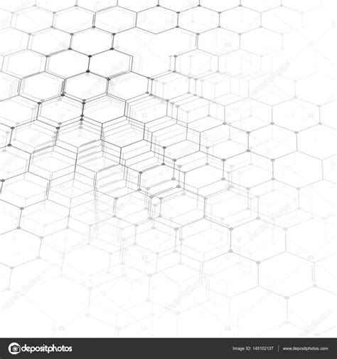 Chemistry 3d Pattern Hexagonal Molecule Structure On White Scientific Medical Dna Research