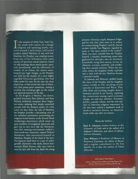 The Kingdom Of Matthias A Story Of Sex And Salvation In Th Century America By Johnson Paul