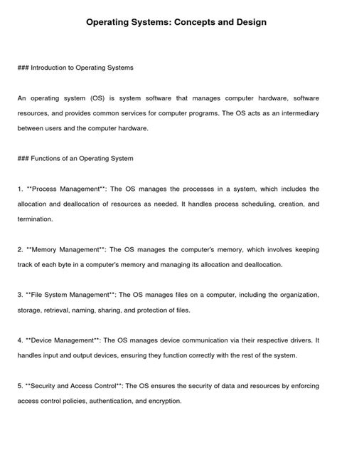 Operating Systems Concepts And Design Pdf Operating System