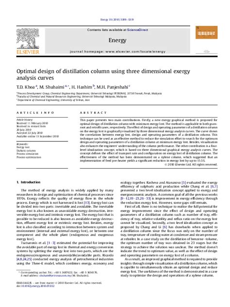 Pdf Optimal Design Of Distillation Column Using Three Dimensional